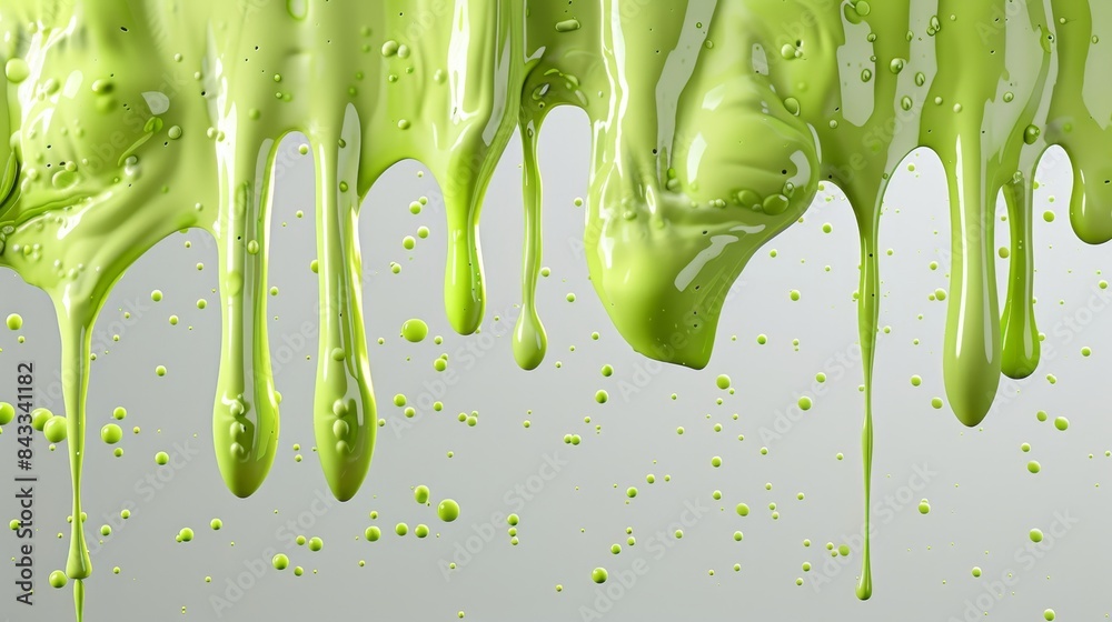 Detailed modern illustration of green slime, dripping effect, on a ...