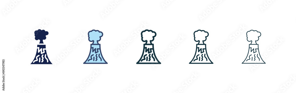 Volcano icon set. volcanic mountain hill vector symbol. magma rock ...