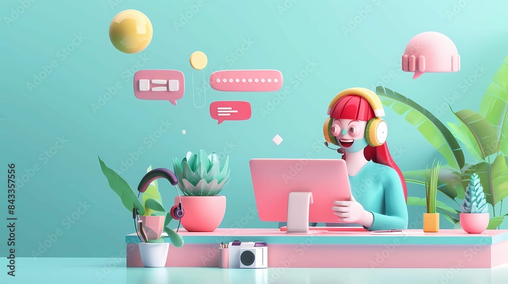 illustrations cartoons of call center, online customer support, contact ...