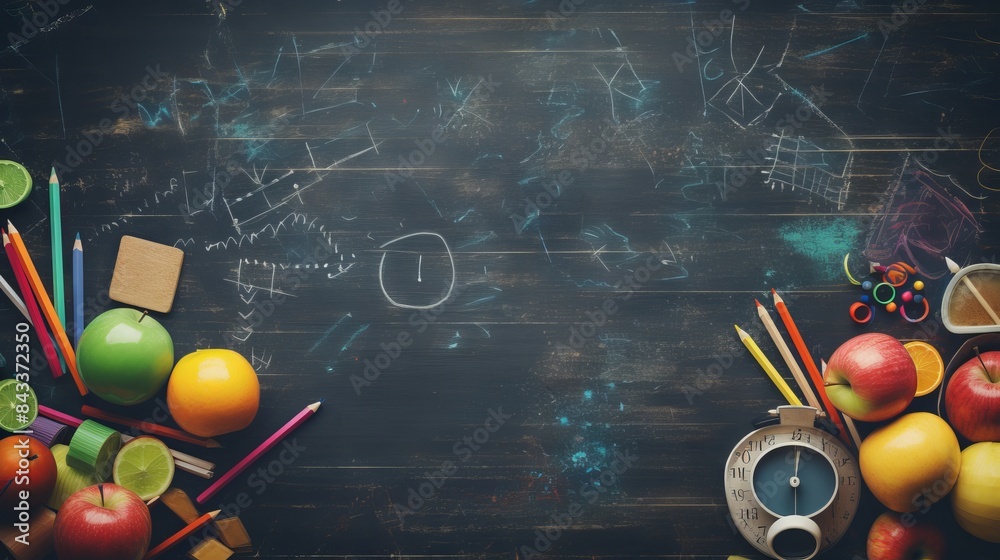 Vibrant back to school chalkboard background with colorful ...