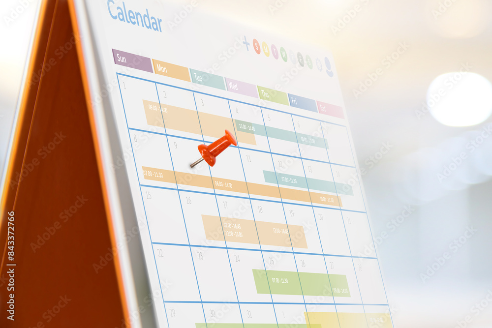 Pin on blank desk calendar in office workplace concept time management ...