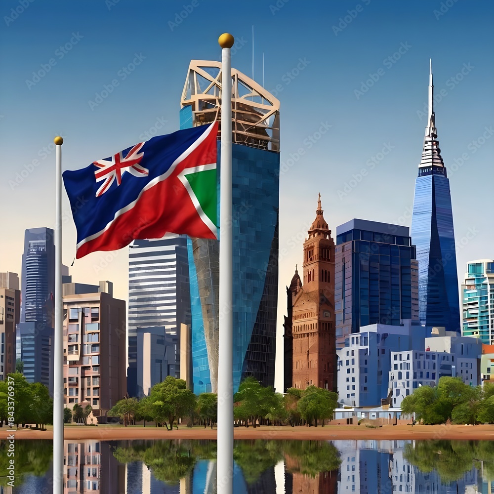 Namibia vs scotland flag, world map and building skyline use for t20 ...