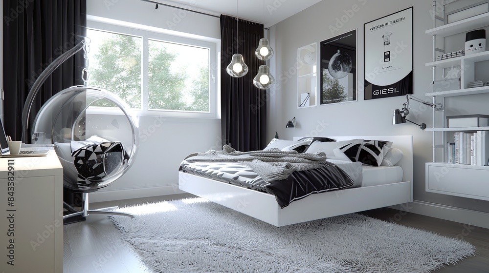 Contemporary Tween's Bedroom with a Cool and Trendy Color Palette of ...