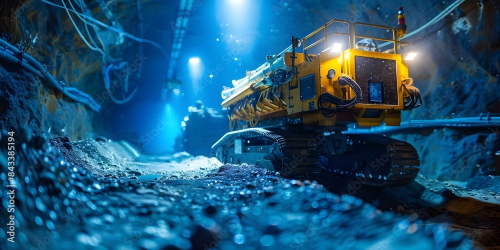 Deep sea mining operation captured by underwater image as ROV extracts ... Deep sea mining operation captured by underwater image as ROV extracts ...