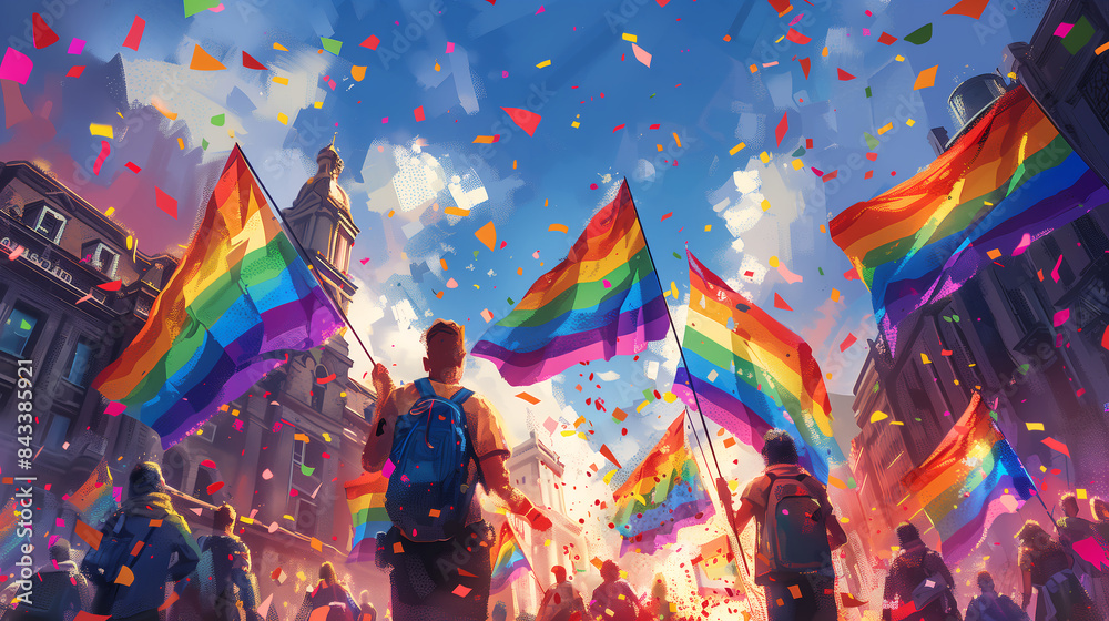 LGBT parade rainbow flag pixel art, LGBT pride, LGBT illustration Stock ...