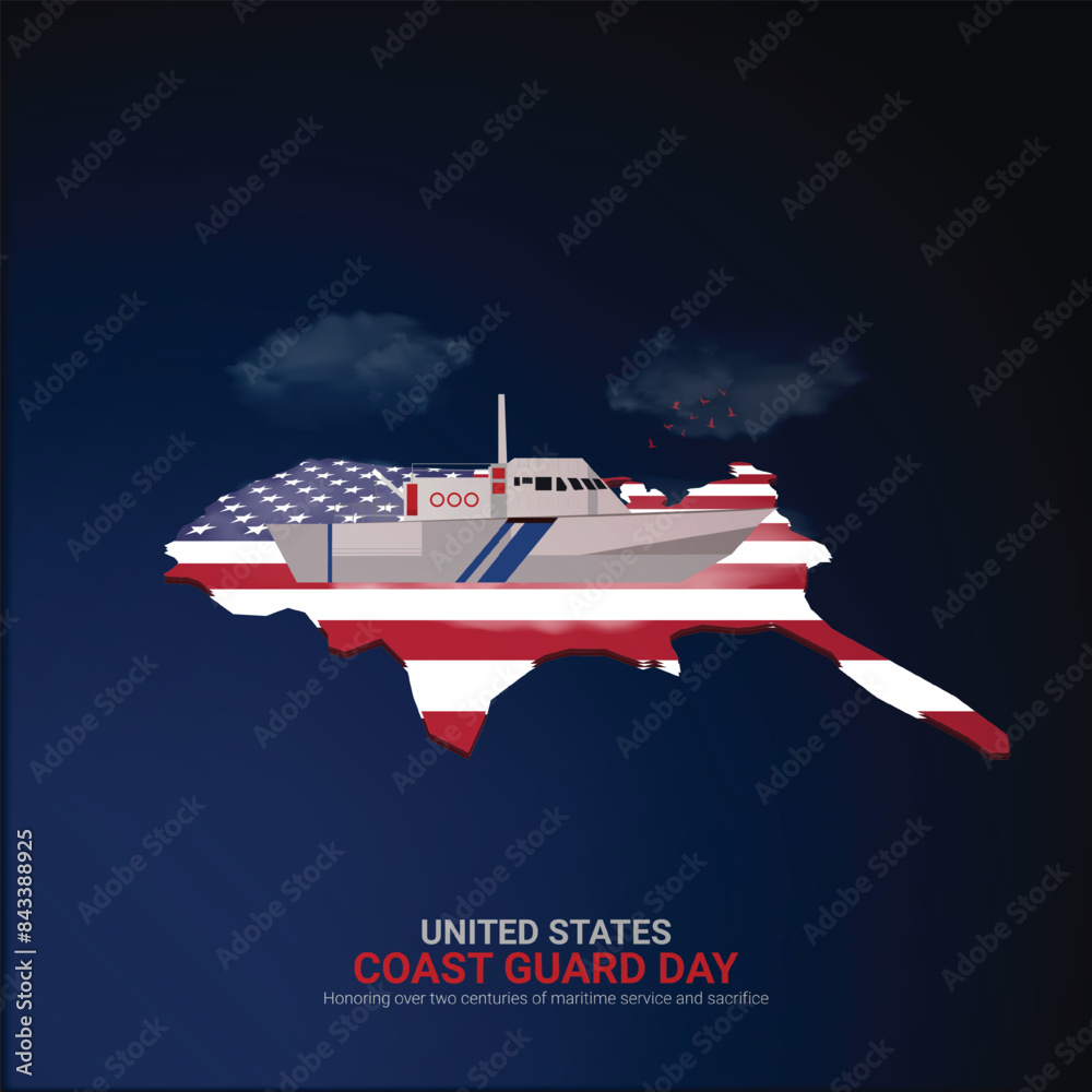 U.S. Coast Guard day creative ads. Coast Guard element isolated on ...