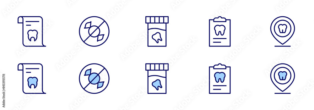 Dental icons. Duotone style. Line style. Editable stroke. Vector ...