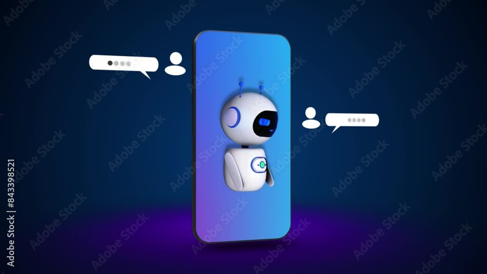 Robot thinking using virtual interface ai chatbot icon data processing ...