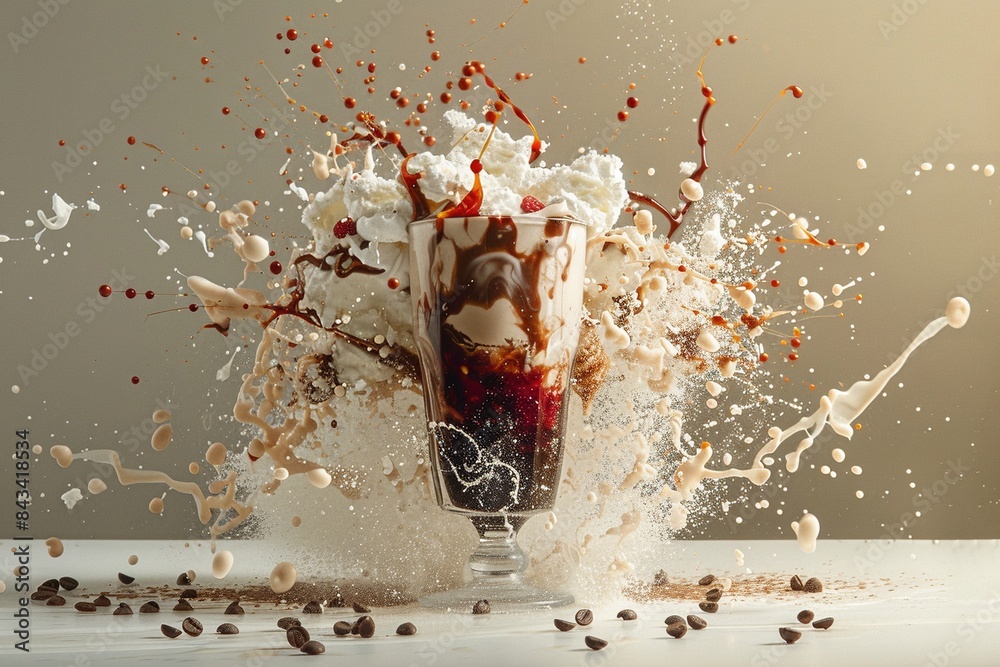 Studio lights illuminate a vibrant explosion of a deconstructed ...