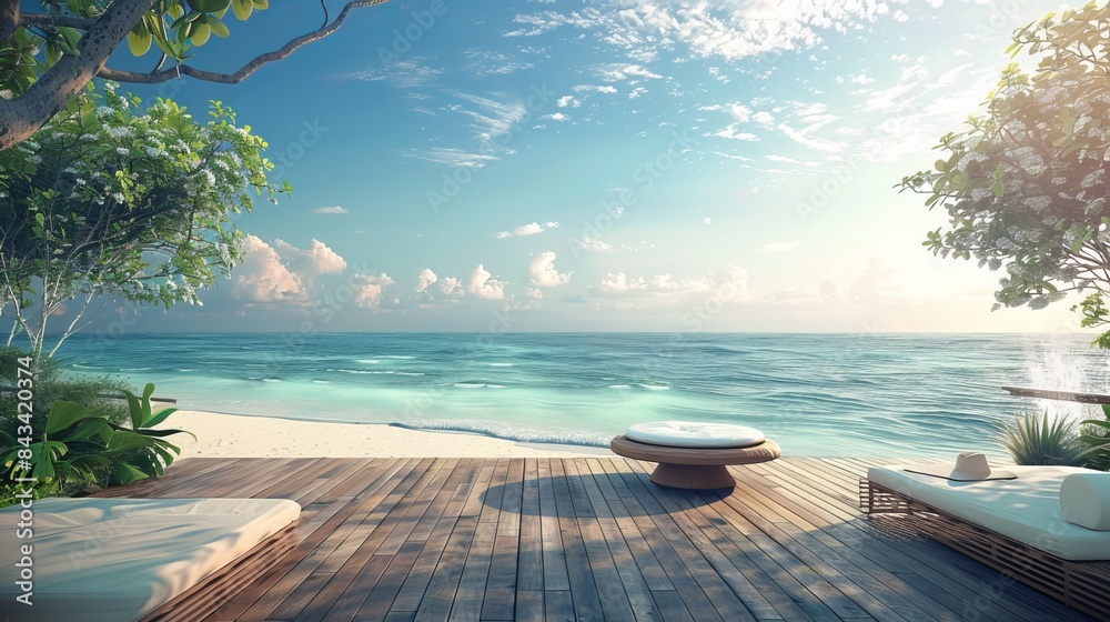 Behold the island terrace, boasting a stunning sea view that stretches ...