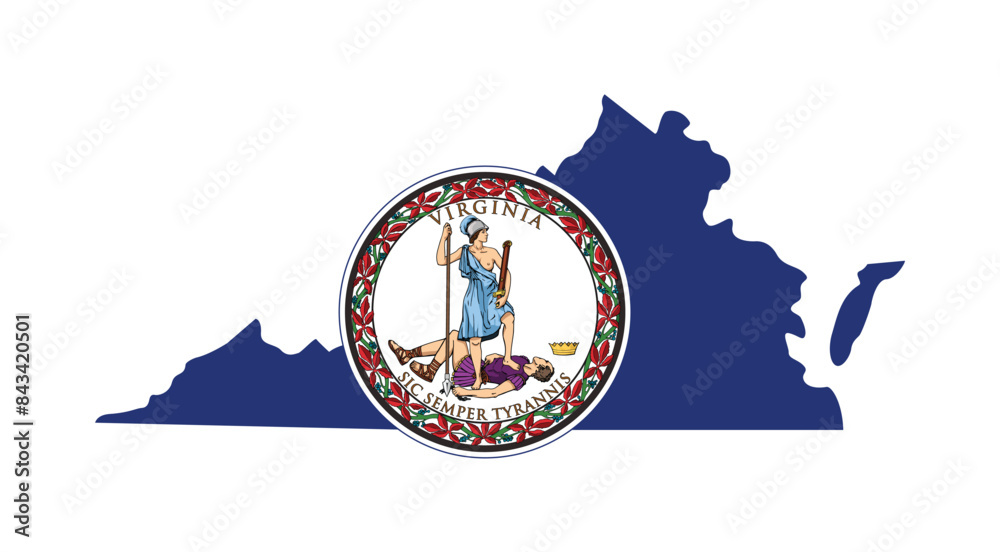 virginia va simplified state map shape with state flag transparent ...