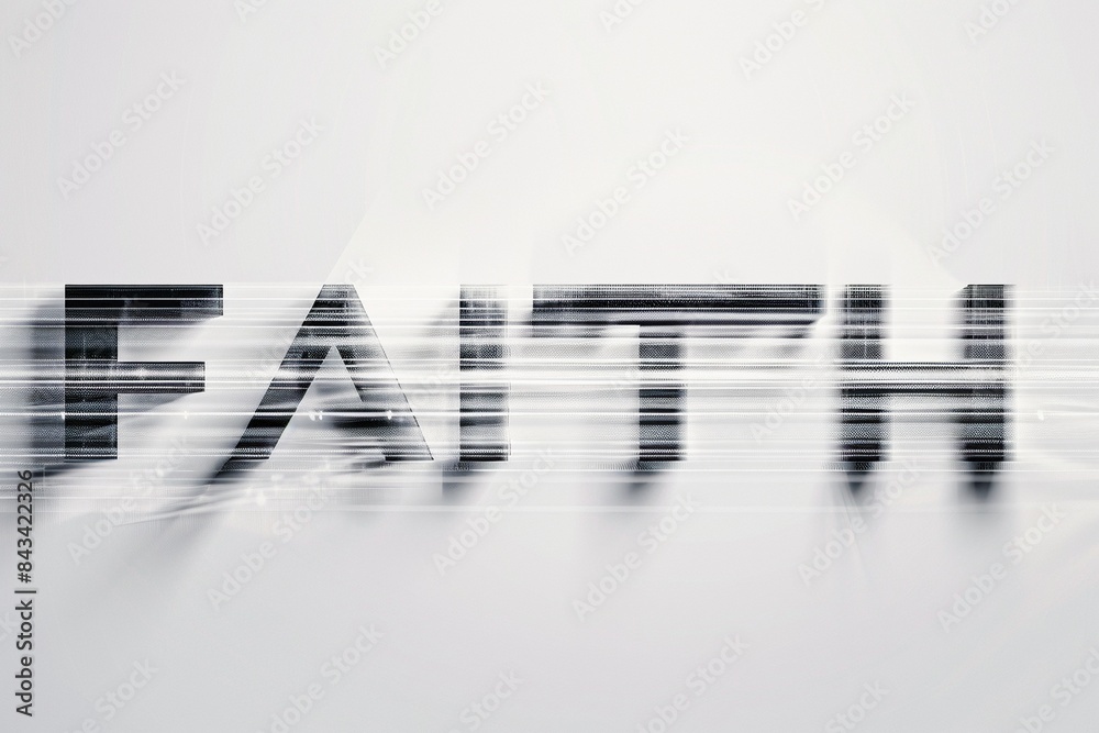 The word "FAITH" stretched and blurred in a dynamic motion effect ...