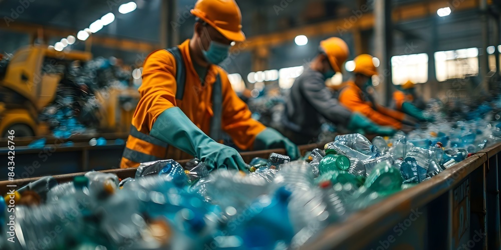 Sorting Plastic Waste Workers at a Recycling Plant Sorting Waste ...