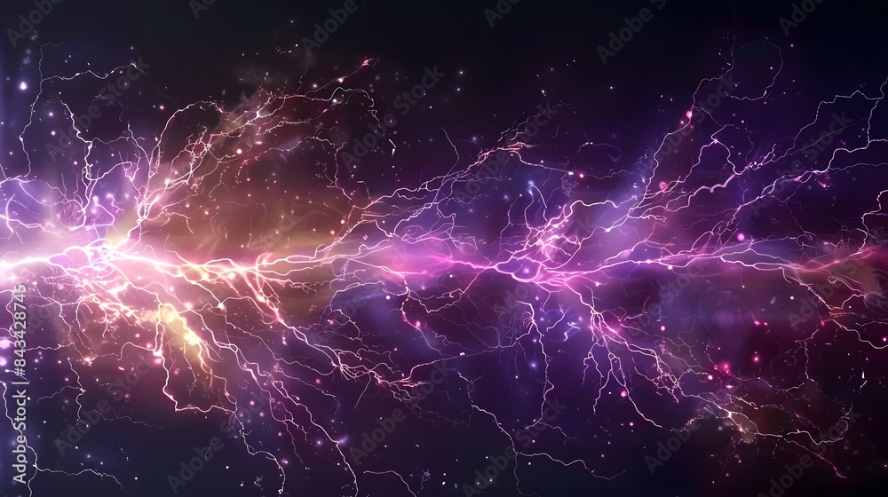 A flash of lightning and thunder spark on a transparent background ...