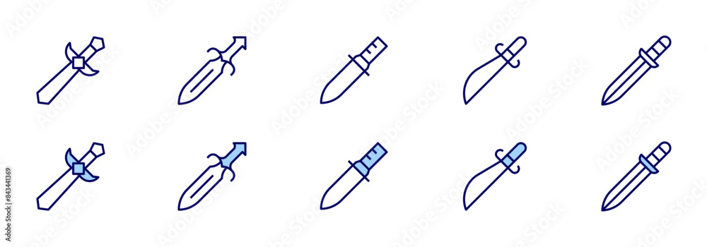 Sword icons. Duotone style. Line style. Editable stroke. Vector ...