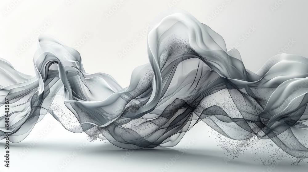 White background with modern elements of an air flow effect. Abstract ...