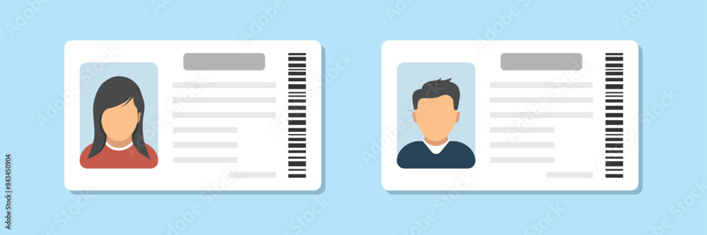 Driver license icon in flat style. Identification document vector ...