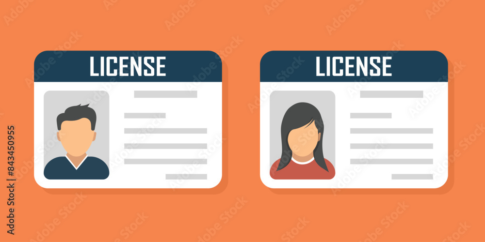 Driver license icon in flat style. Identification document vector ...