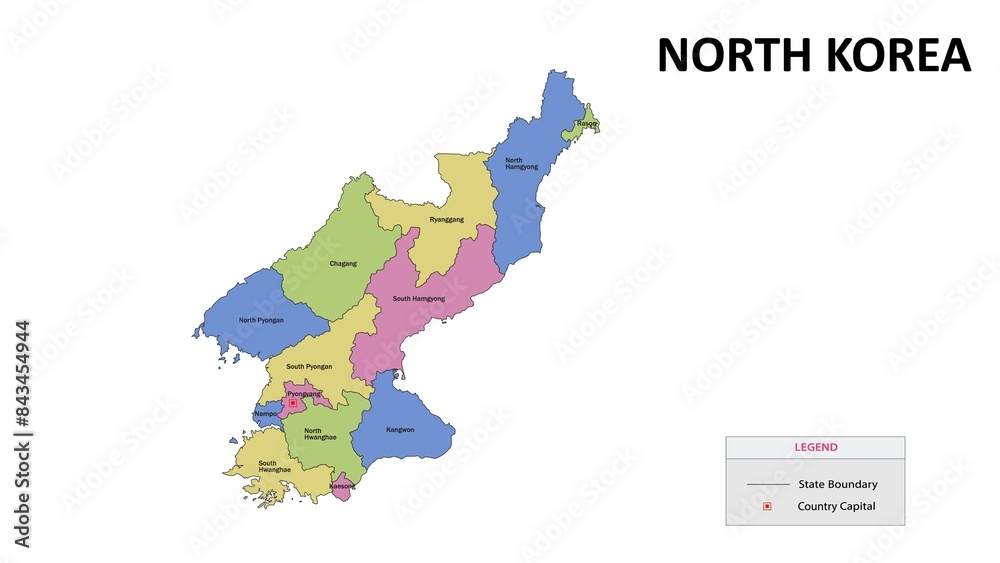 North Korea Map. State and union territories of North Korea. Detailed ...