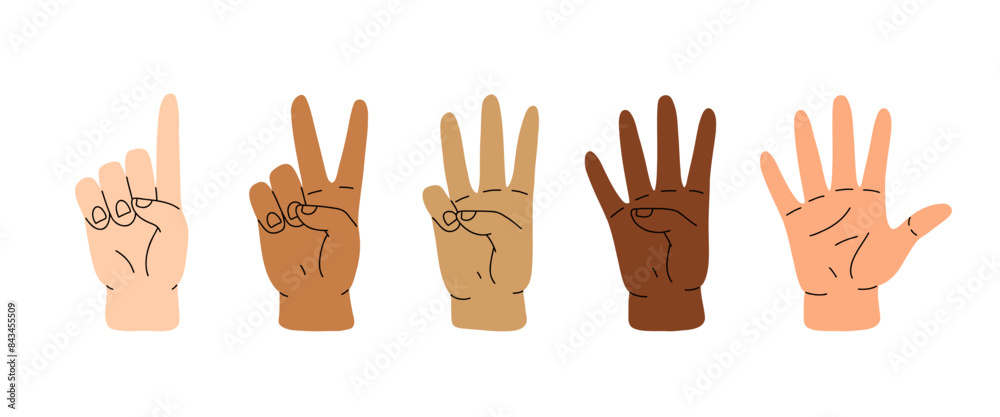 Counting with fingers. Hand gesturing, arm showing one, two, three ...
