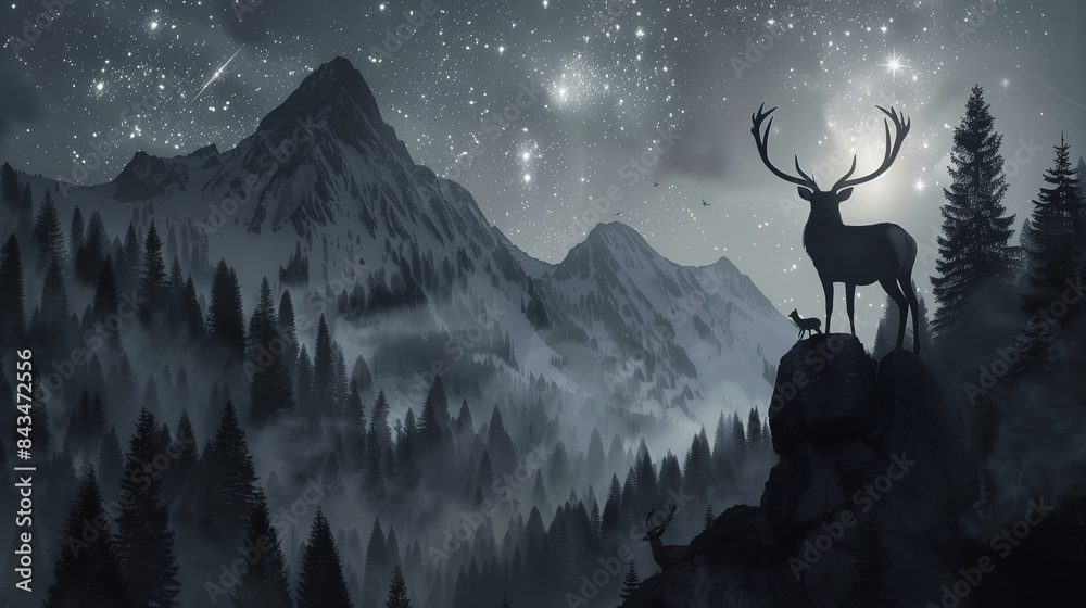 A strikingly detailed 3D wallpaper scene, portraying dark, formidable ...