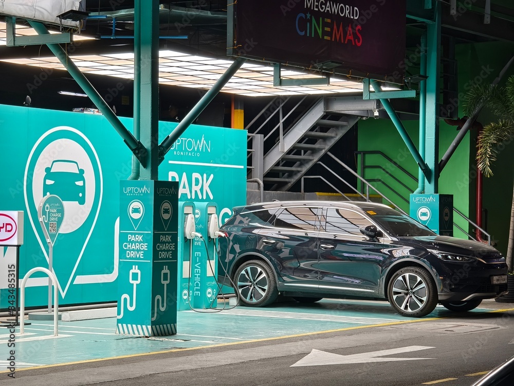 BGC, Taguig, Metro Manila - May 24, 2024: Modern electric vehicle ...