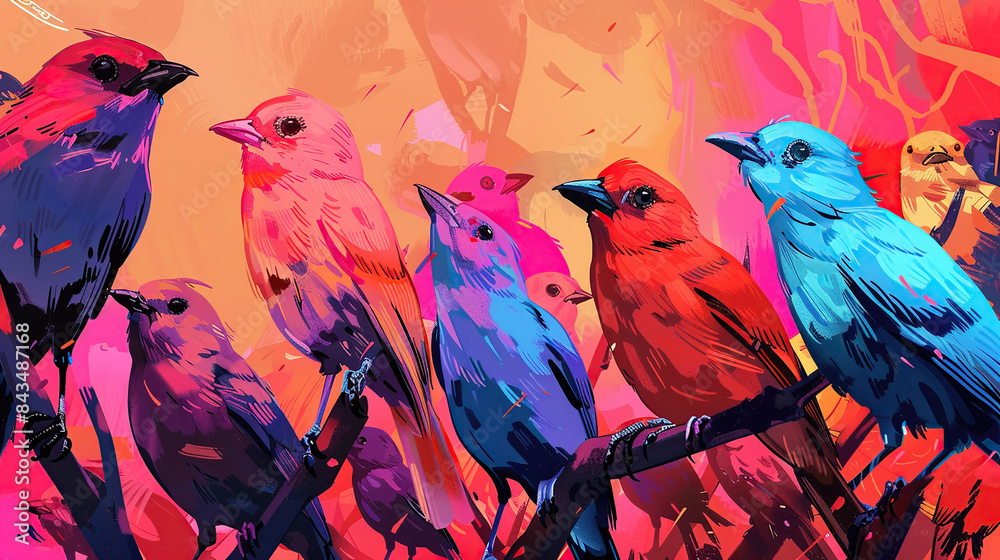 comic-style birds, illustrated birds, cartoon birds, comic bird ...