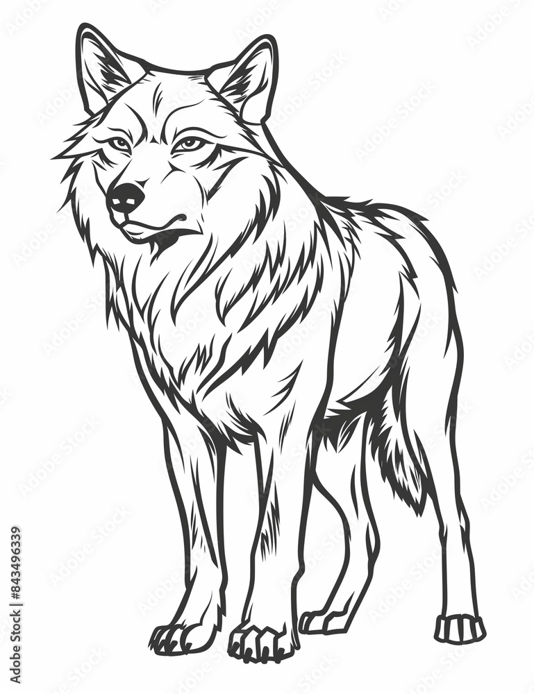 Lone Wolf: Easy Coloring Page - Line Art - Simple Patterns - Printable ...