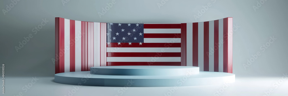 Stage with American flag backdrop design - An artistic and minimalist ...