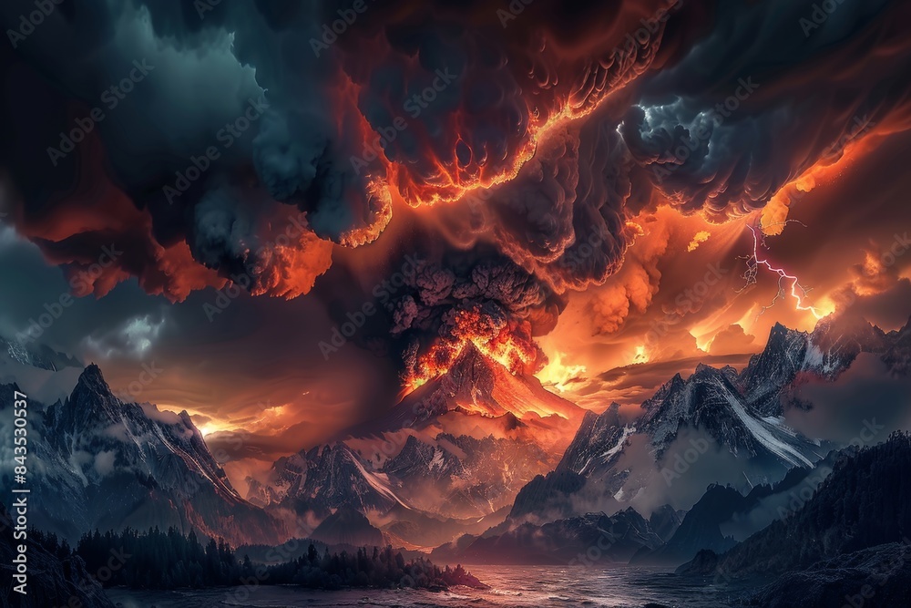 Natural disasters forest fires, volcanic eruptions thunderstorms ...