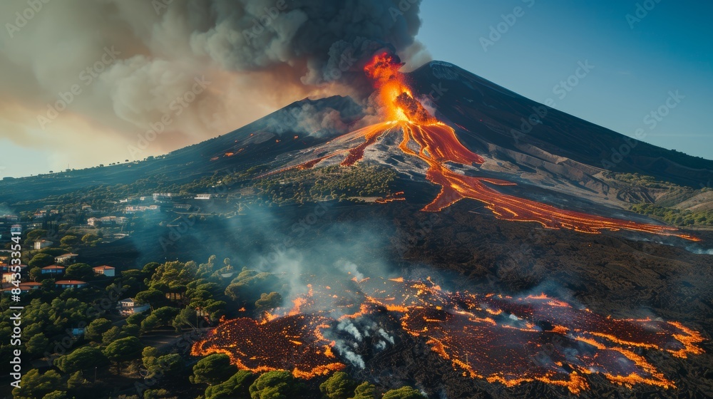 Natural disasters forest fires, volcano eruptions, and thunderstorms ...