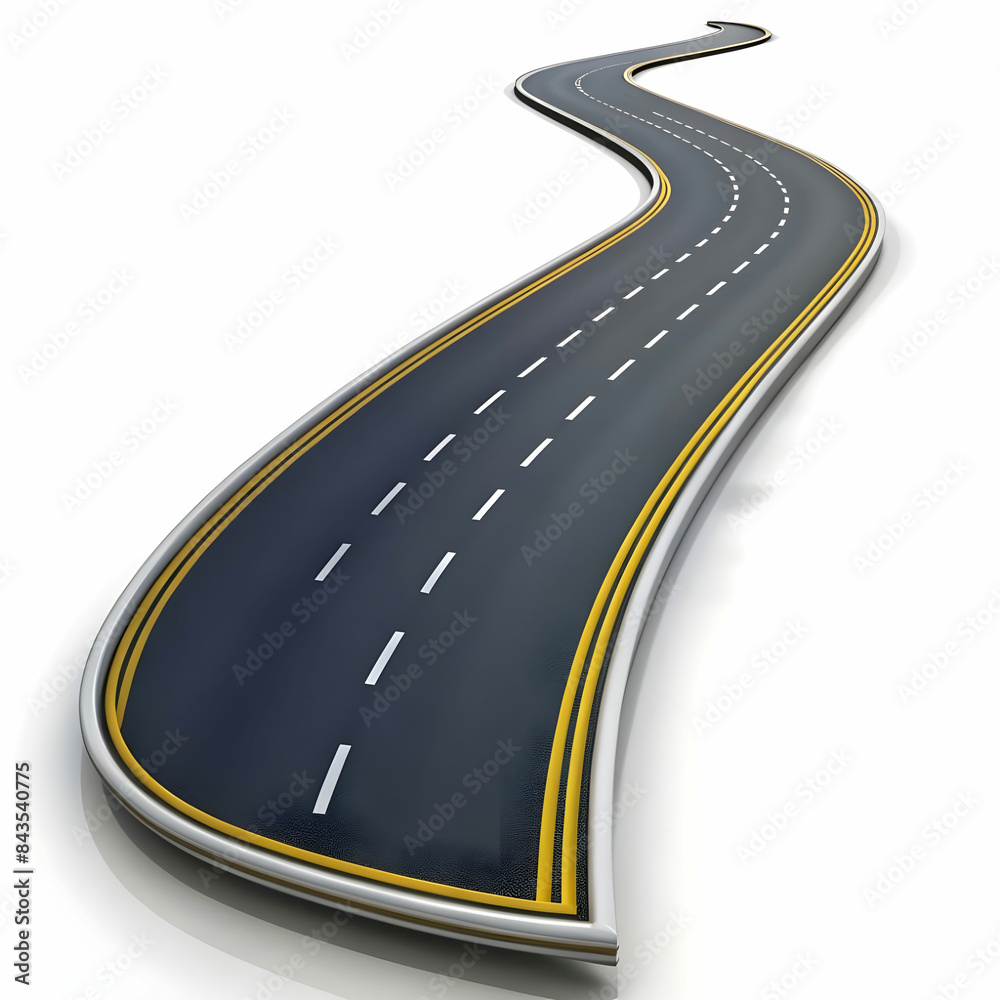 3d road isolated. 3D illustration of isometric piece of road with soil ...