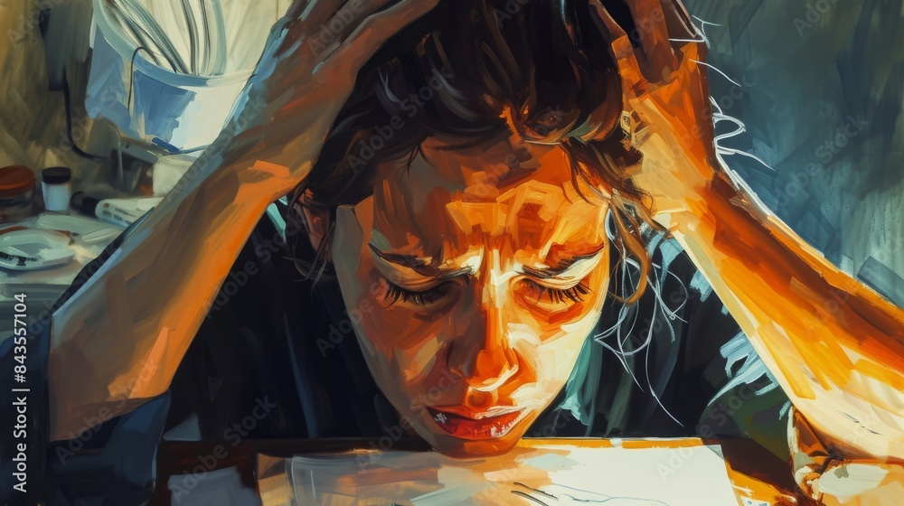 Emotional Exhaustion: A painting depicting exhaustion and burnout on a ...