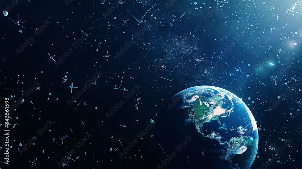 Stunning image of Earth surrounded by numerous satellites in space ...