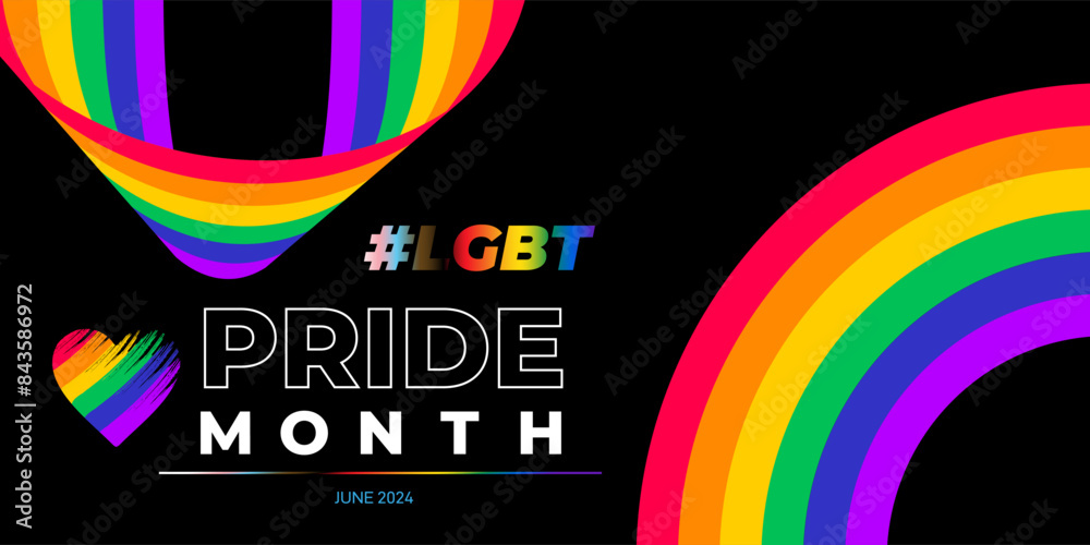 Vetor do Stock: LGBT Pride Month banner background with rainbow shape ...