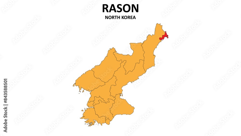 Rason Map in North Korea. Vector Map of North Korea. Regions map of ...