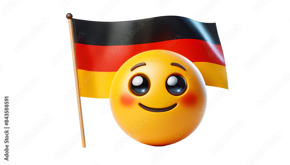 Smiling emoji holding the german flag Stock Illustration | Adobe Stock