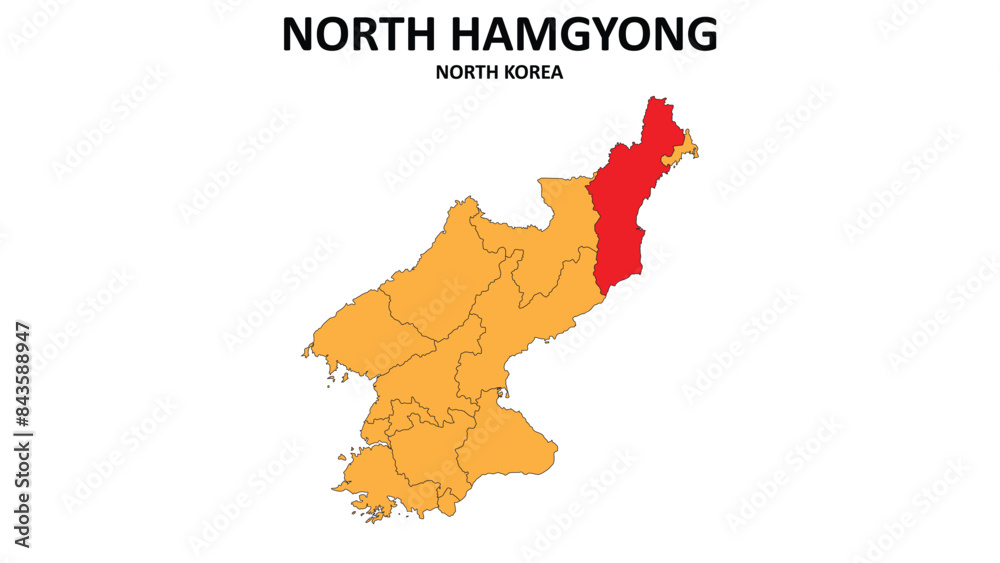 North Hamgyong Map in North Korea. Vector Map of North Korea. Regions ...