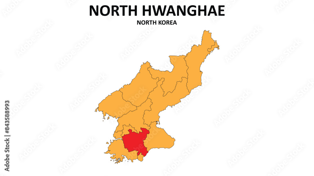 North Hwanghae Map in North Korea. Vector Map of North Korea. Regions ...