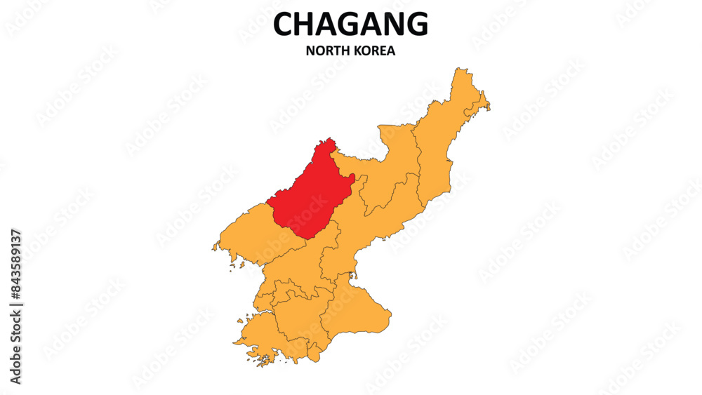 Chagang Map in North Korea. Vector Map of North Korea. Regions map of ...