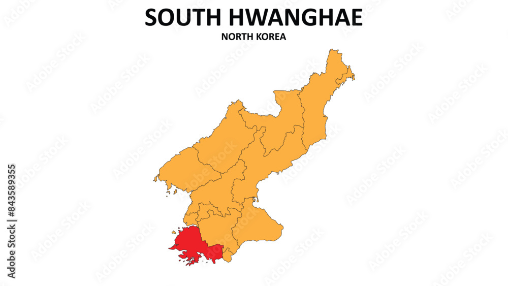 South Hwanghae Map in North Korea. Vector Map of North Korea. Regions ...