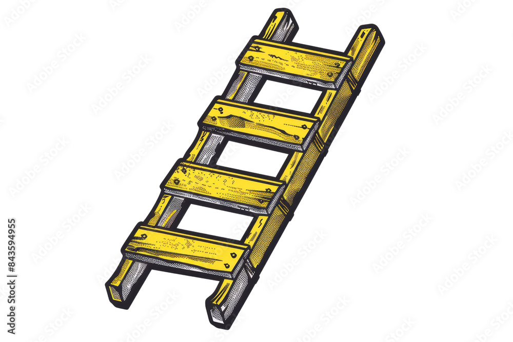 Wooden ladder illustration with yellow steps and dark detailing ...