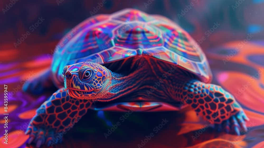 A photograph of a future portrait of a pet turtle, where the neural ...