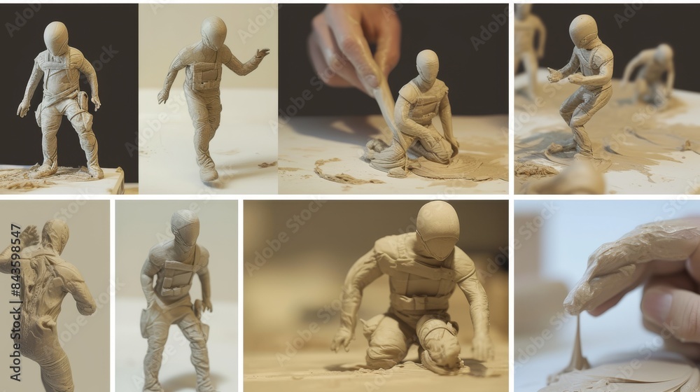 Imagine a picture depicting the process of sculpting figures from ...