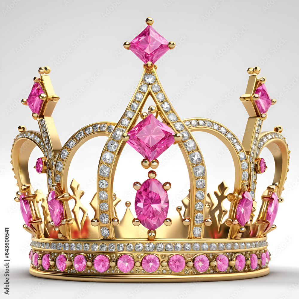 Golden princess crown, royal crown, pink crystal princess crown ...