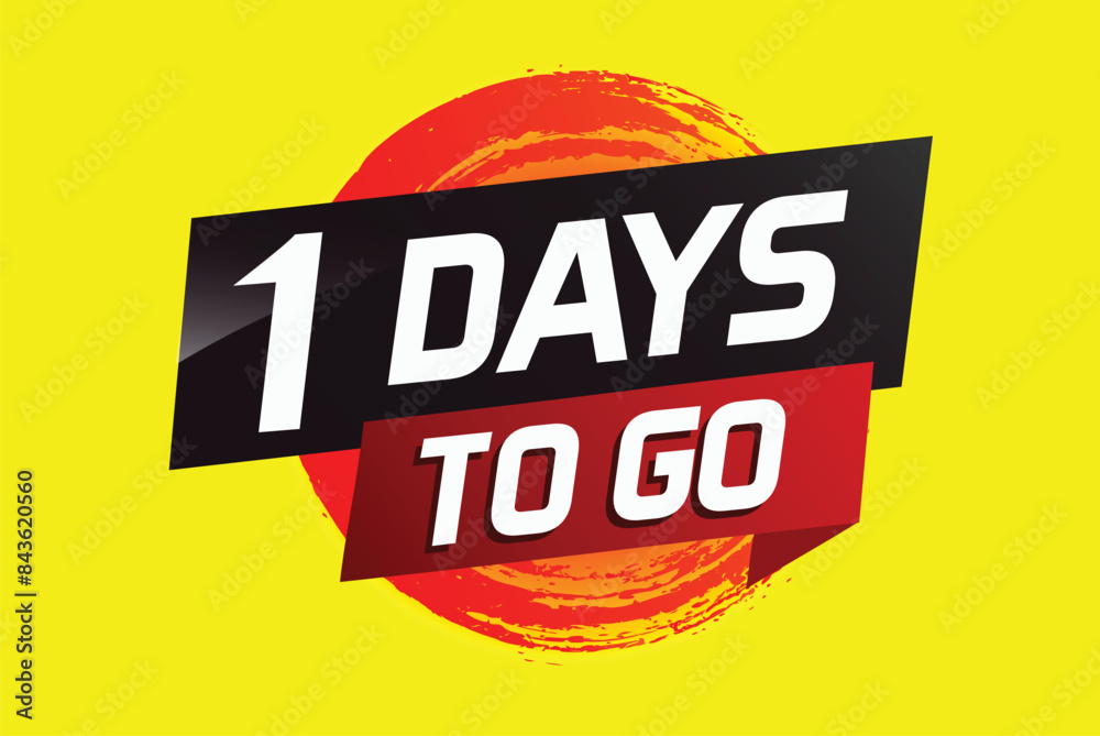 1 day to go word concept vector illustration with ribbon and 3d style ...