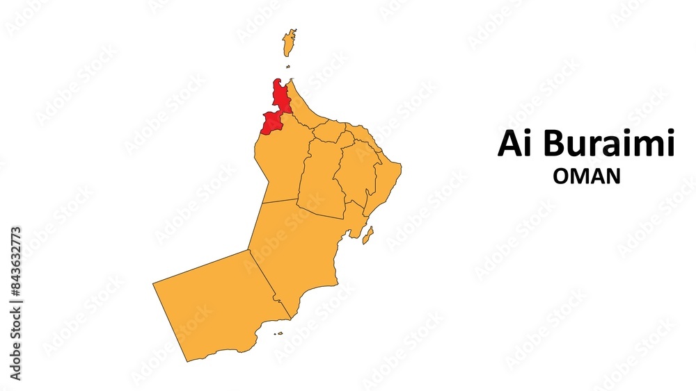 Ai Buraimi Map in Oman. Vector Map of Oman. Regions map of Oman. Stock ...