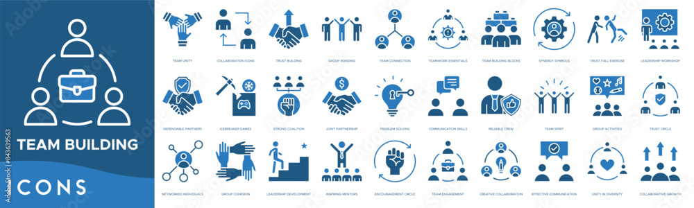 Team Building icon set. Team Unity, Collaboration, Trust Building ...