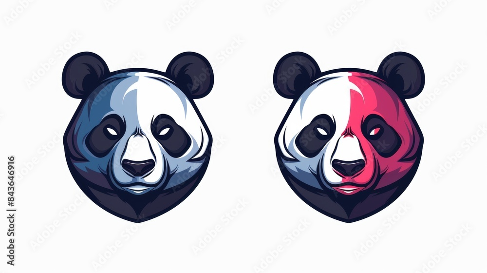 Mascot logo design of a panda with bold line. Clipart vector ...
