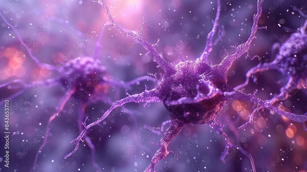 Foto de Magnified view of neural network cells, highlighting detailed ...